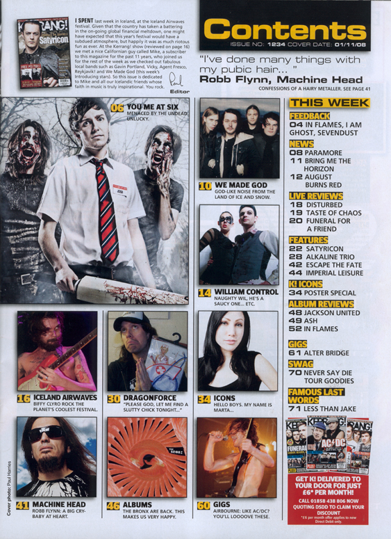 Kerrang! Contents Page Analysis | samnmediablog
