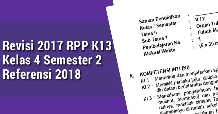 Revisi 2017 RPP K13 Kelas 4 Semester 2 Referensi 2018 - Biologizone