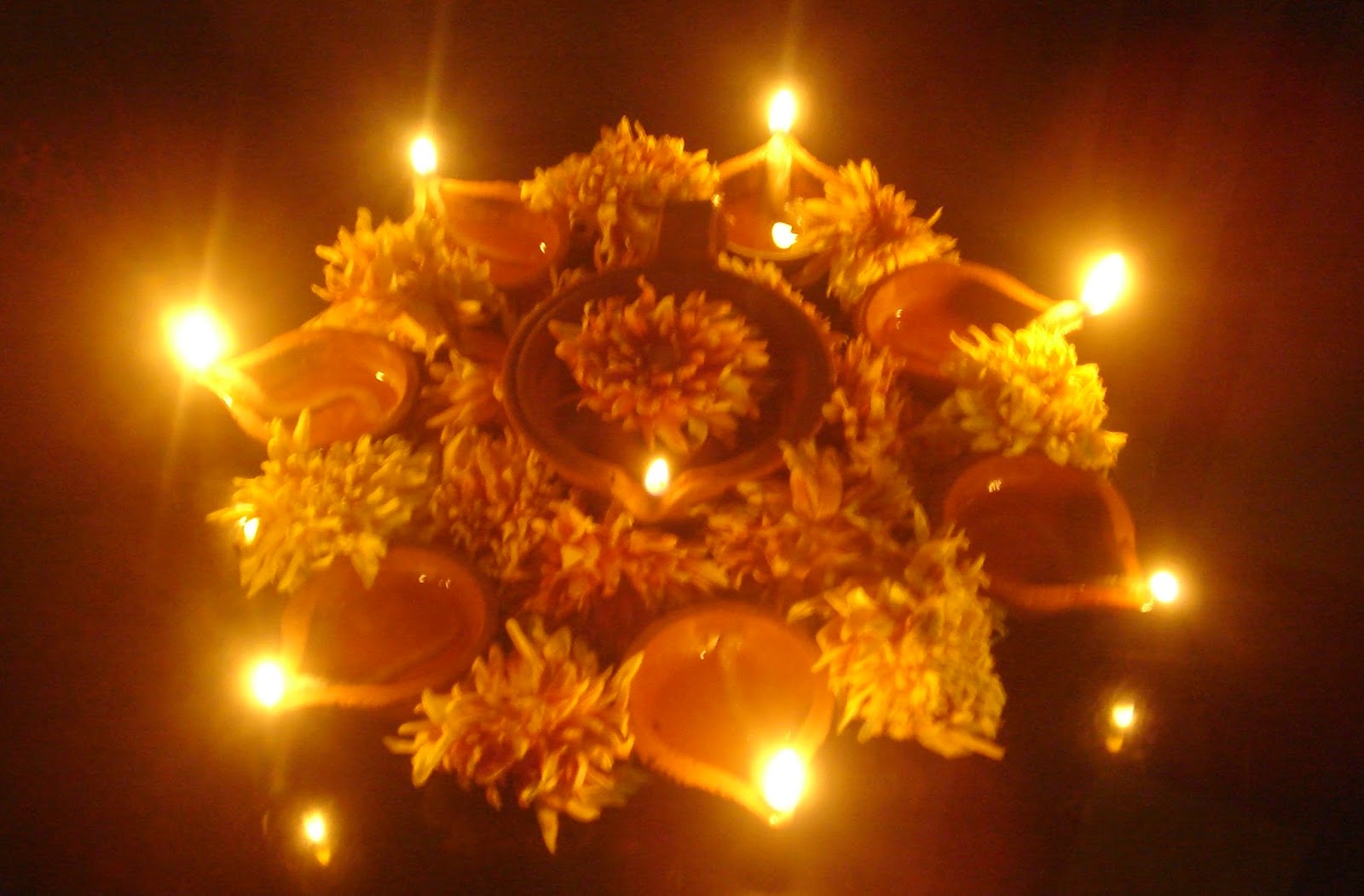 Karthigai Deepam....Row Of Lamps with golden glows:):)