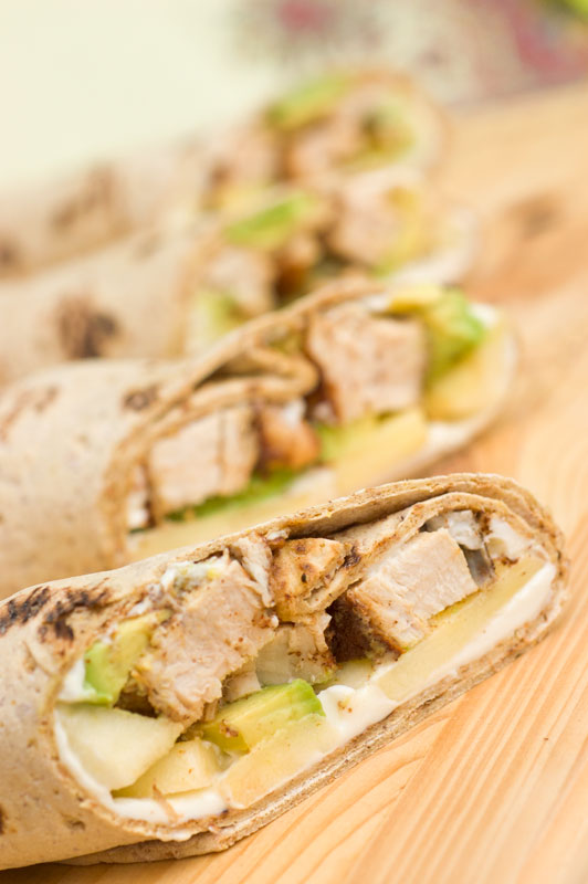 Spiced Chicken, Green Apple, Belle Chevre Goat Cheese Avocado Wrap