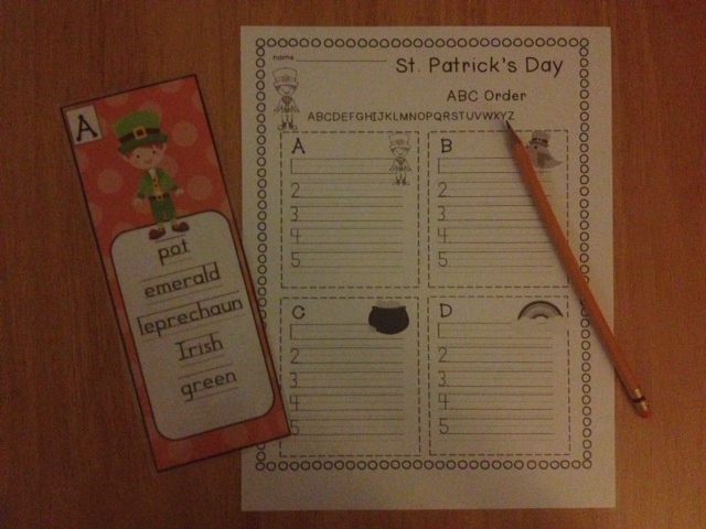 Teach With Laughter: St. Patrick's Day ABC Order Freebie