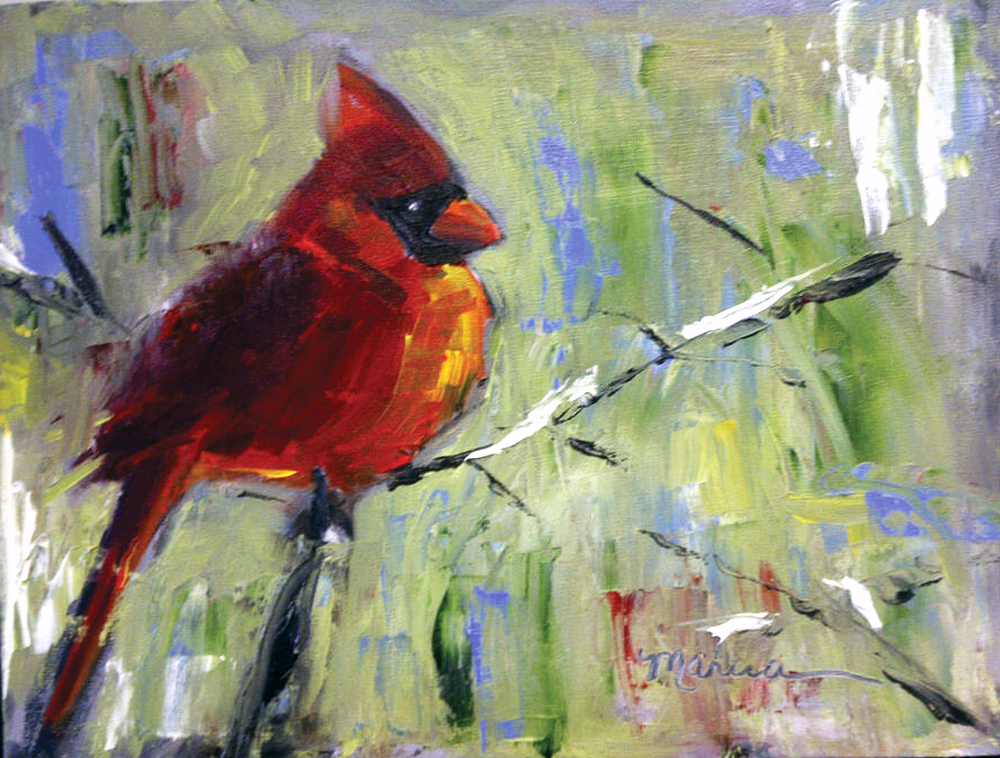 Simple Red Bird Painting