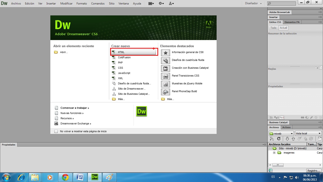 Tutoriales: Configurar Dreamweaver CS6
