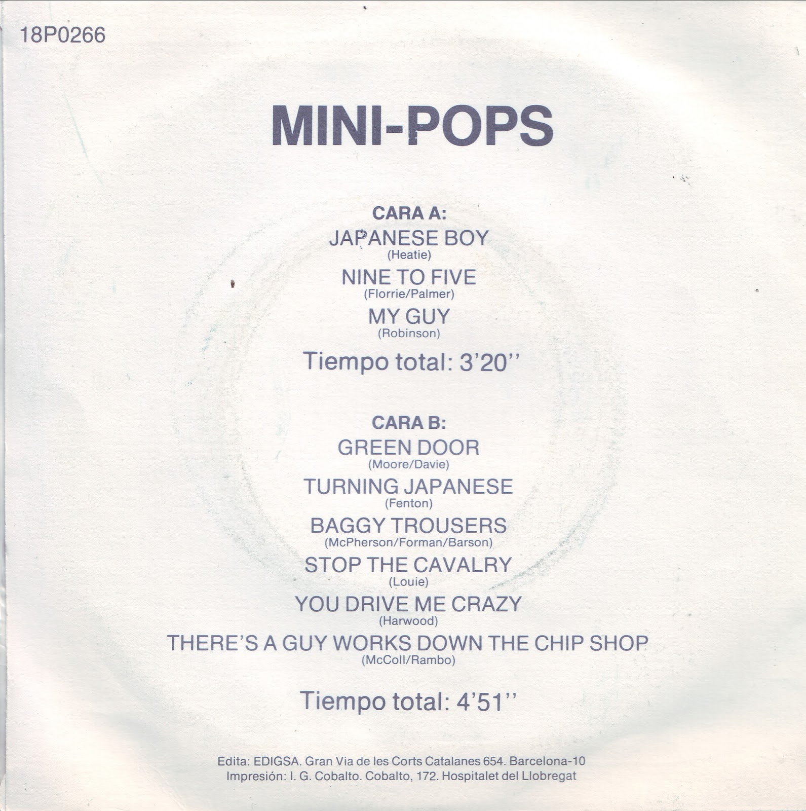 SPANISH BOMBS: Mini Pops -Mini Pops 7" 1982