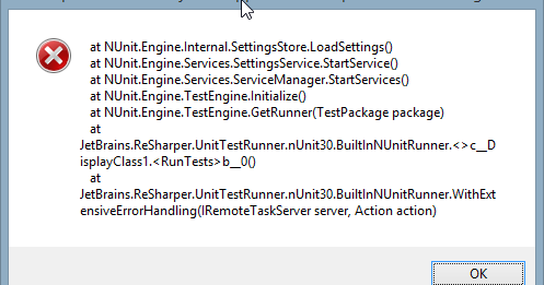 The Senile Coder: NUnit Exception: Error Loading Settings