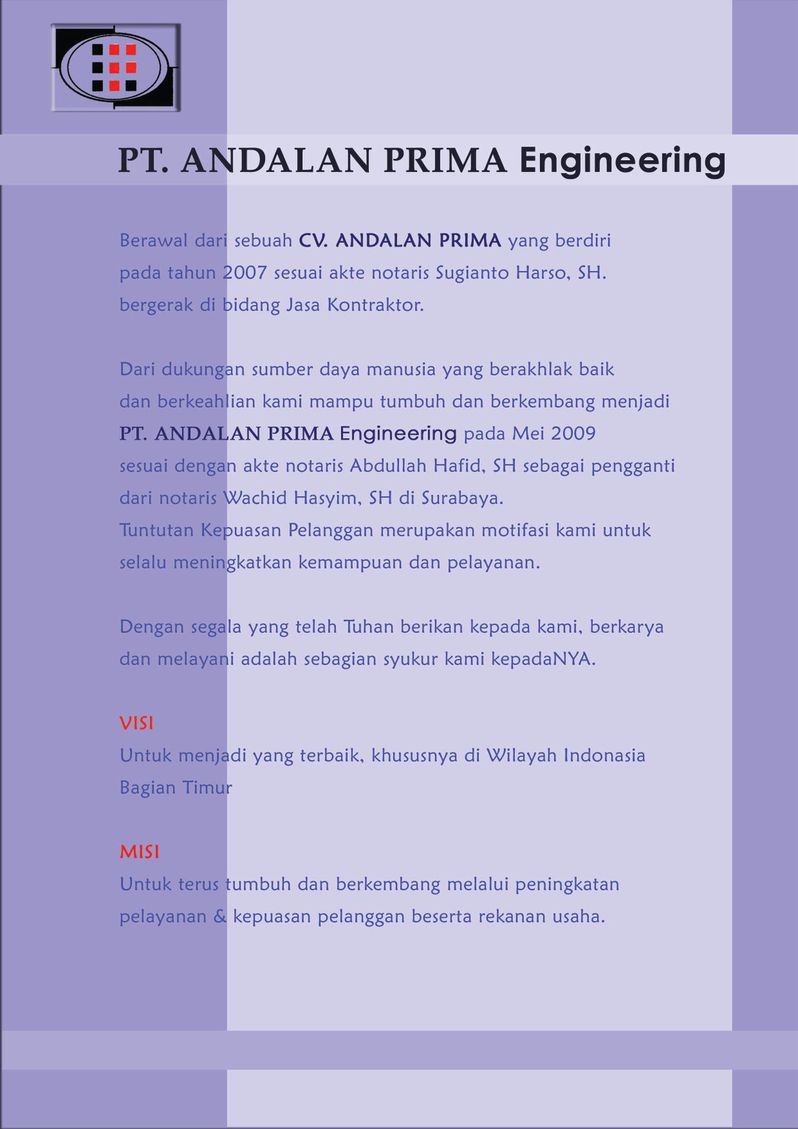 PT.ANDALAN PRIMA ENGINEERING: COMPANY PROFILE
