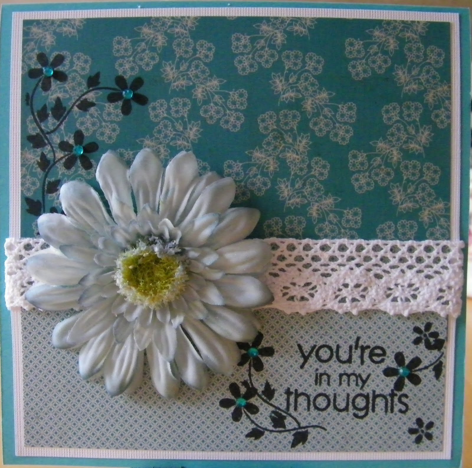 Pam Bray Designs: A Girl with Flair: Turquoise Thinking of You Cards