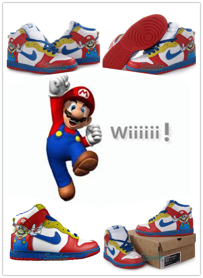 The One Sneaker Blog: Hot Nike Dunks High Custom Super Mario White Red