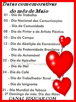 BLOG DEVA-NEIOS seu espaço de leitura: datas comemorativas do mês de maio