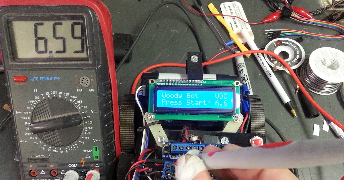 Woody's Time.: Arduino Battery Voltage Monitor to LCD on Woody Bot