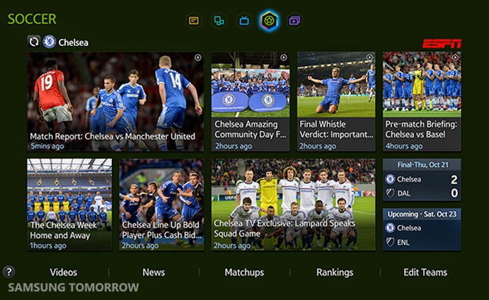 Samsung Soccer Panel will show Contents of your Favorite Soccer Team ...