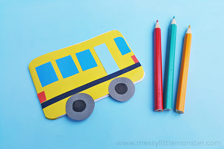 School Bus craft - make a DIY notebook - Messy Little Monster