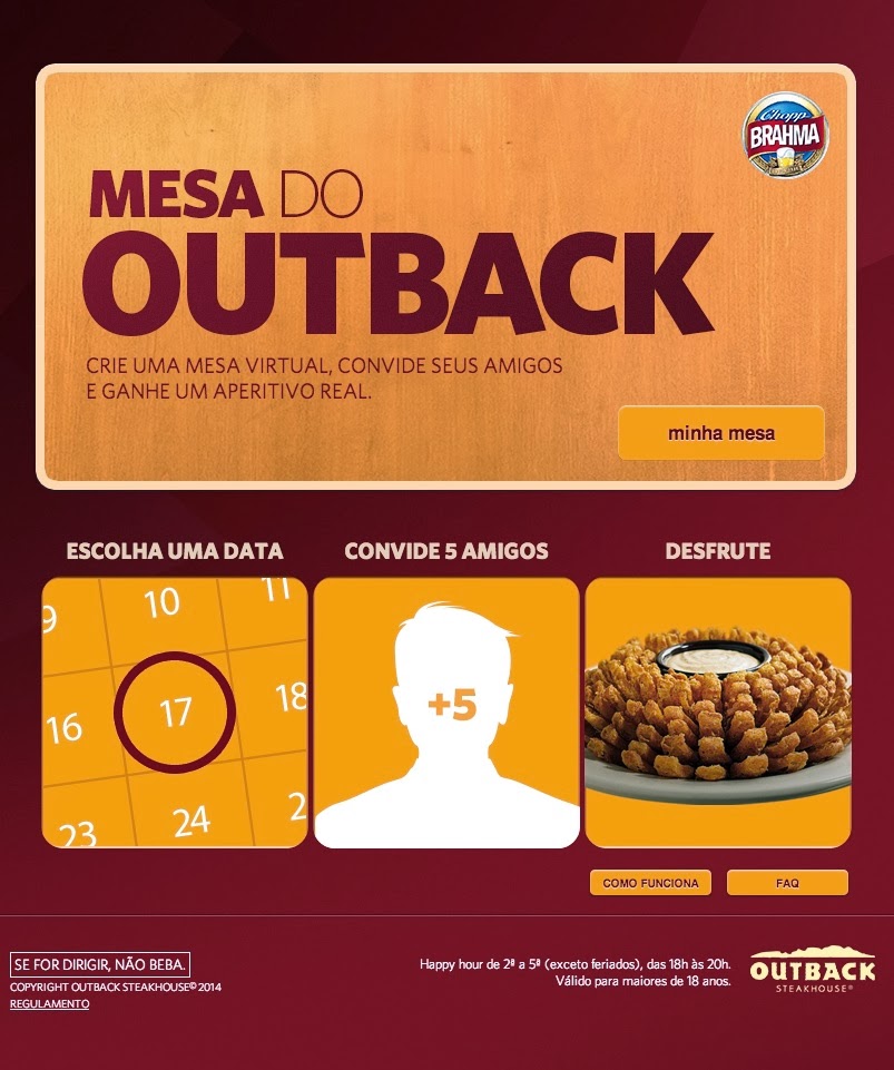 Tabuleiro Publicitário: Outback Steakhouse presenteia clientes