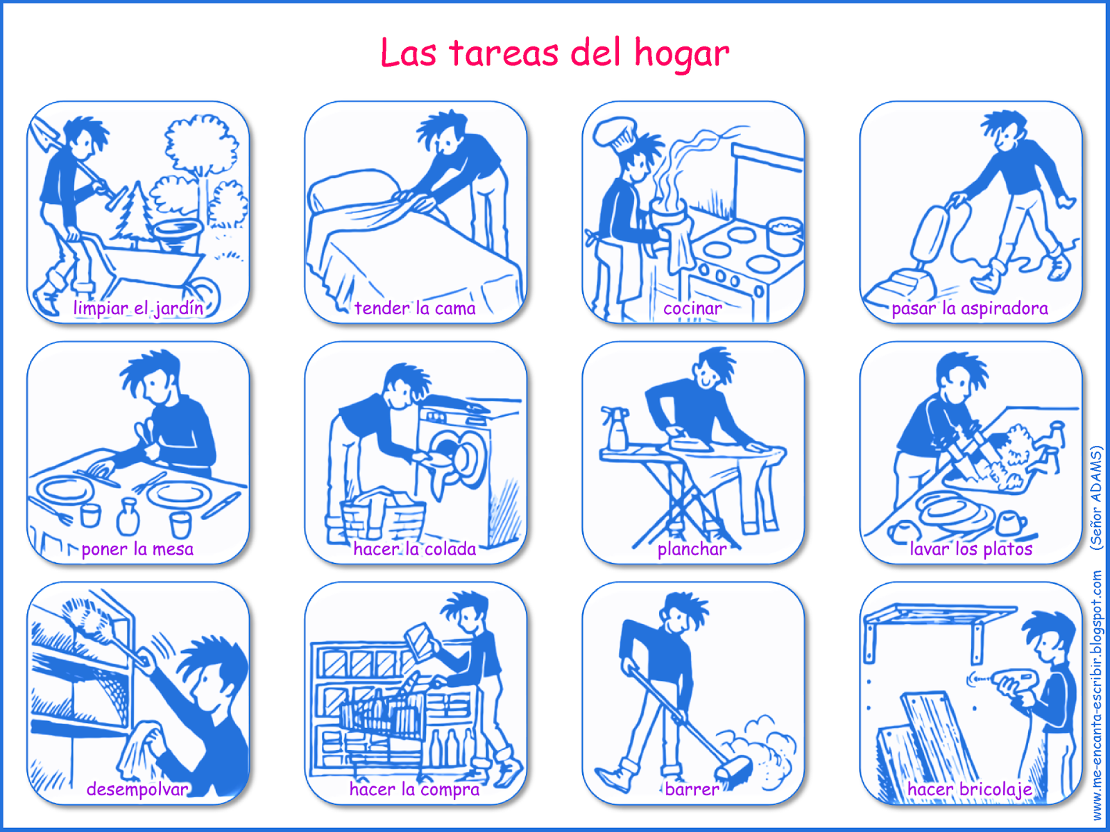 Me encanta escribir en español: Las tareas del hogar