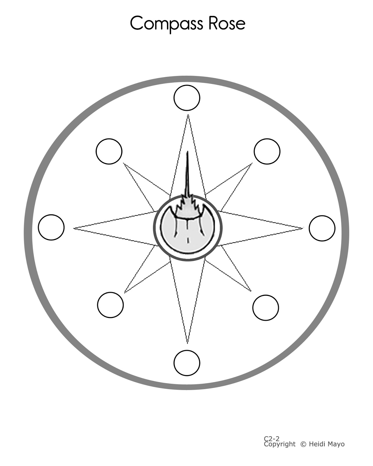 Fill In Compass Rose Sheet Coloring Pages