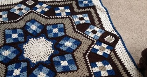 Beautiful Skills - Crochet Knitting Quilting : Blue Star afghan - Free ...