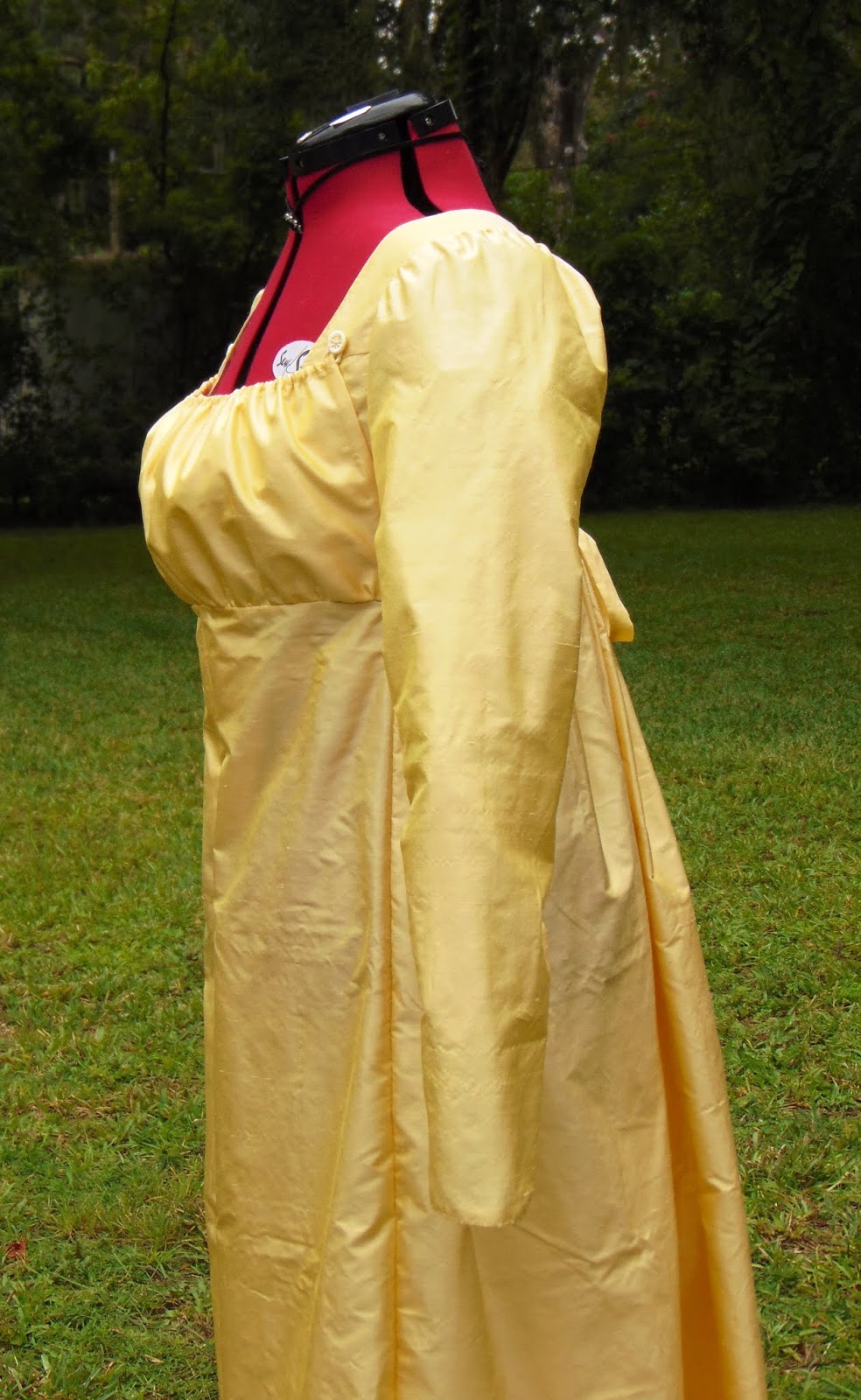 The Antique Sewist: Regency Bib Front Dress - Yellow Silk