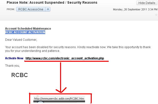 RCBC Phishing Email Attacks | The Life of Elisa