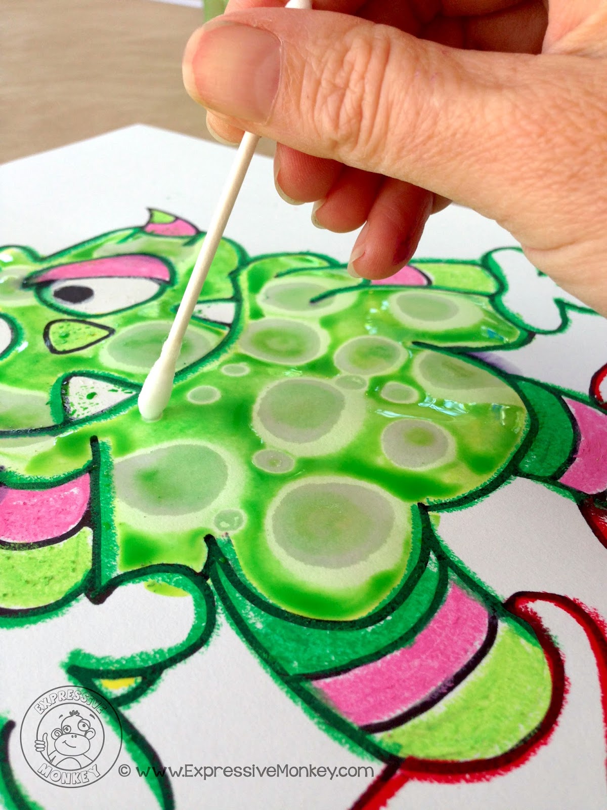 Textures in Watercolor: Monster & Contrasting Colors - Expressive Monkey