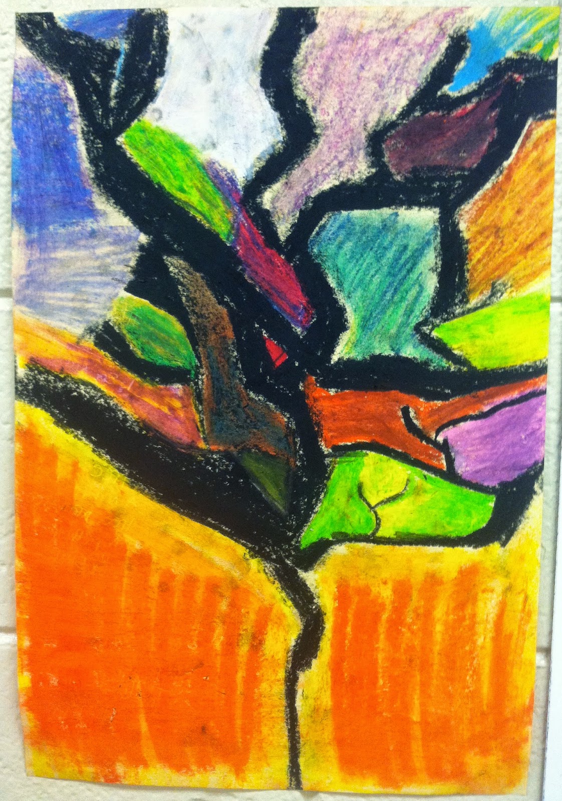 Mr. D's 5th and 6th Grade Art: 6th Grade "Fall Tree" Oil Pastel Drawings