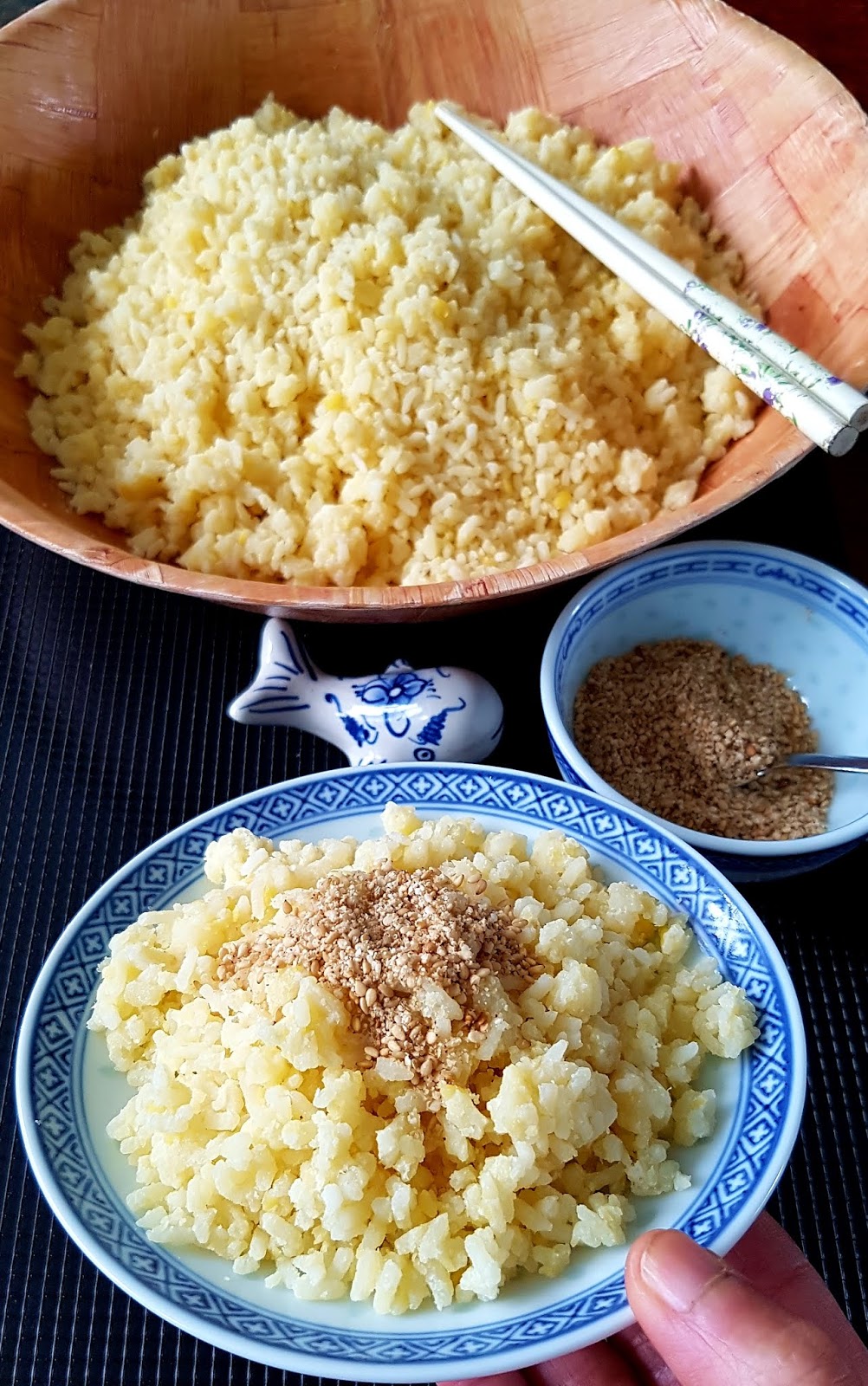 FloViCook: Riz gluant au haricot mungo;" Xôi vò"