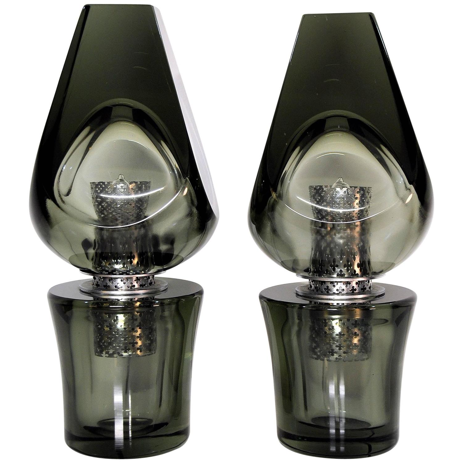 SELECT MODERN: Pair of Seguso Murano Glass Table Lamps