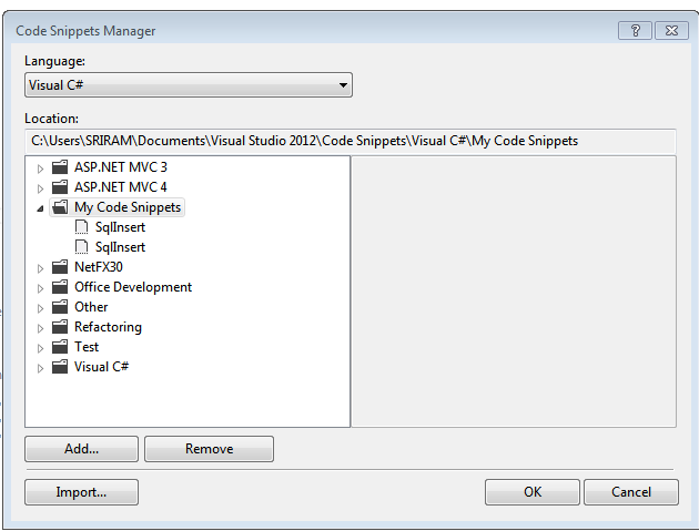Development Emergency: How to Create Code Snippet Using VS2012?