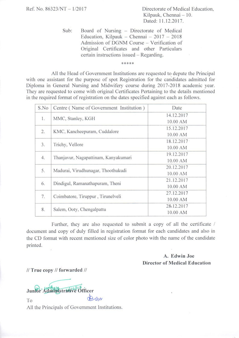 Tamilnadu Government Nursing Tutors Association: NOTIFICATION - DGNM ...