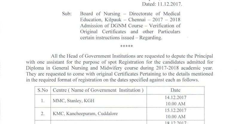 Tamilnadu Government Nursing Tutors Association: NOTIFICATION - DGNM ...