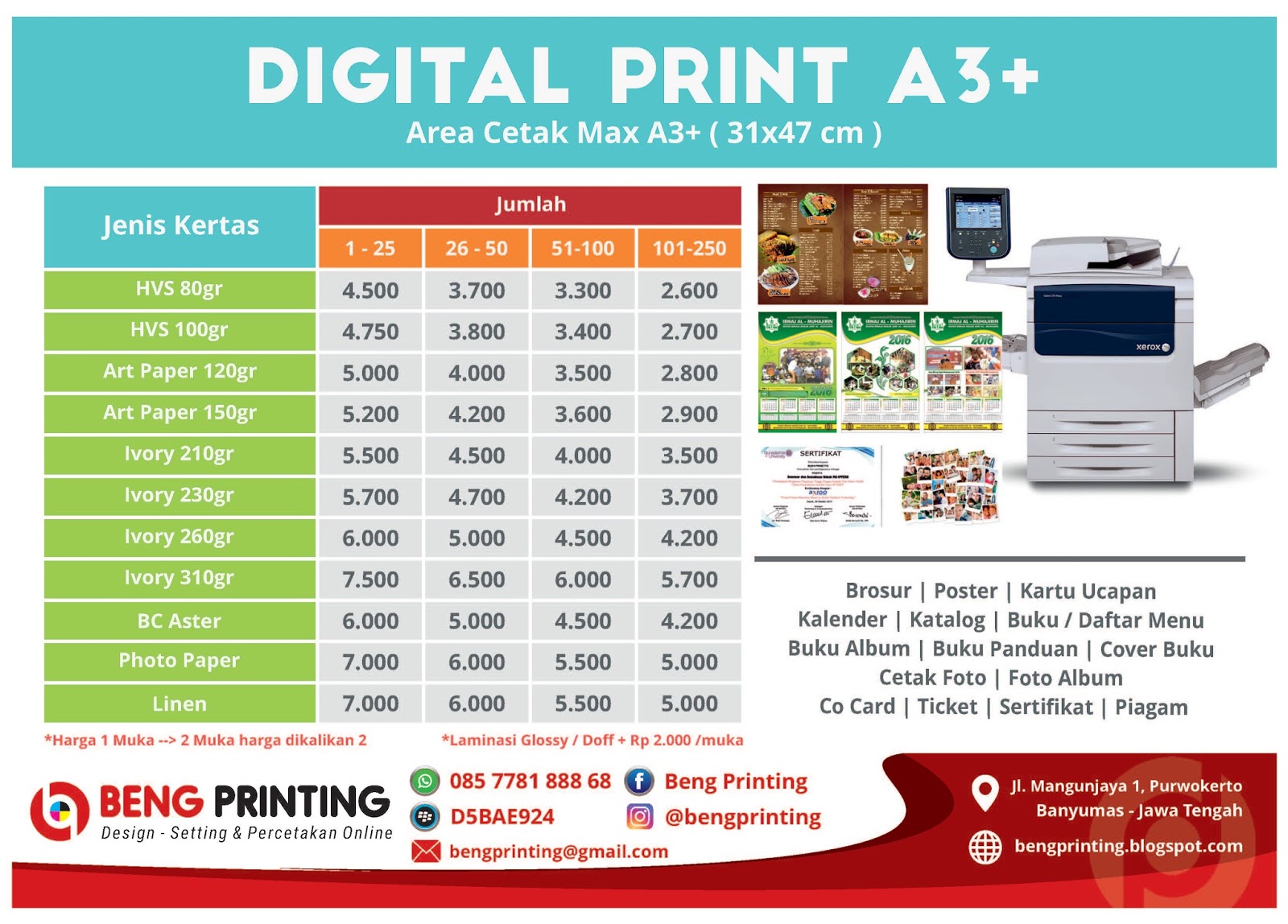 DIGITAL PRINT A3+ ( CETAK CEPAT, MURAH & BERKUALITAS ) - PERCETAKAN ...