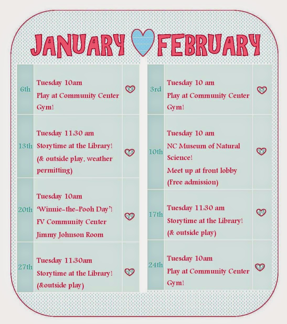 Fuquay Varina Relief Society: Winter Playgroup Schedule