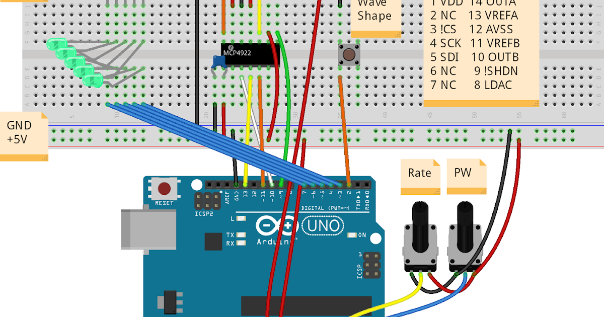 音源とオーディオの電子工作（予定）: Arduino LFO ブレッドボードで実験