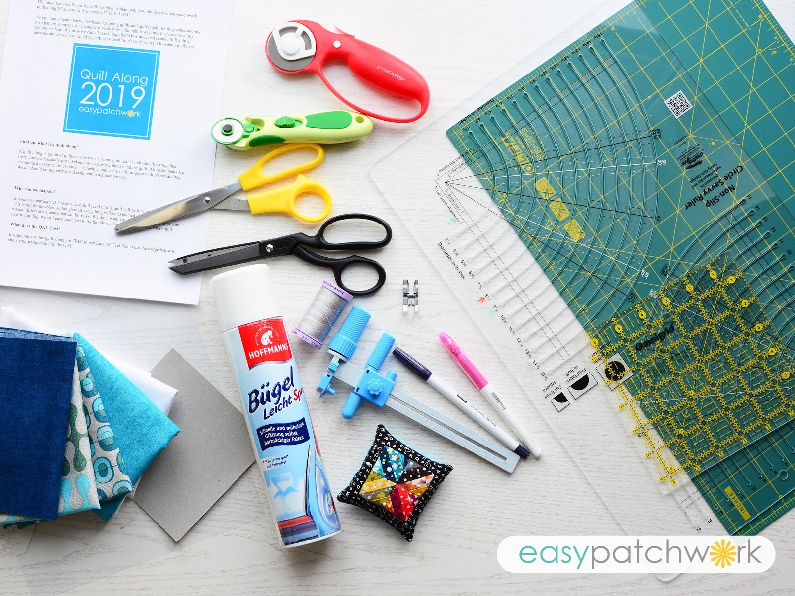 easypatchwork with Karen Ackva: mosaic jig qal - material and fabric ...