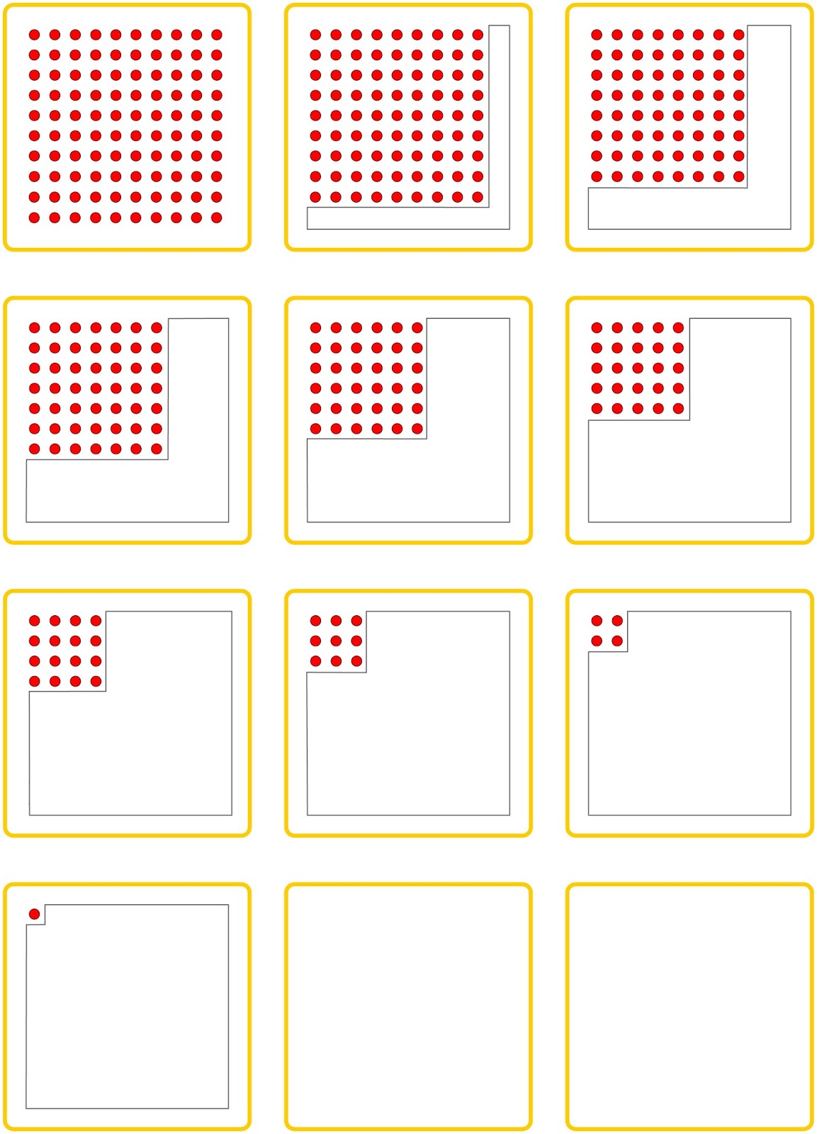 Lernstübchen: die Quadrataufgaben in einfarbig und farblos