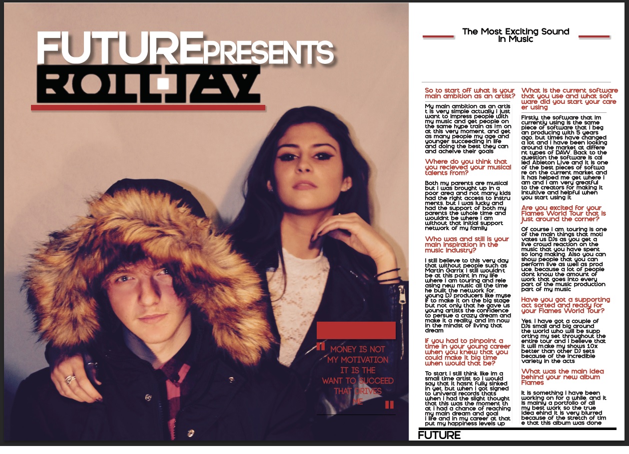 Foundation Portfolio 2328: Production: Music Magazine Double Page Spread