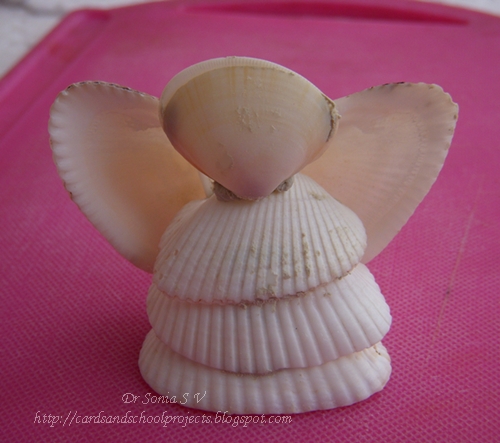Cards and Crafts : Shell Crafts - Shell Angels and Altered Bottle