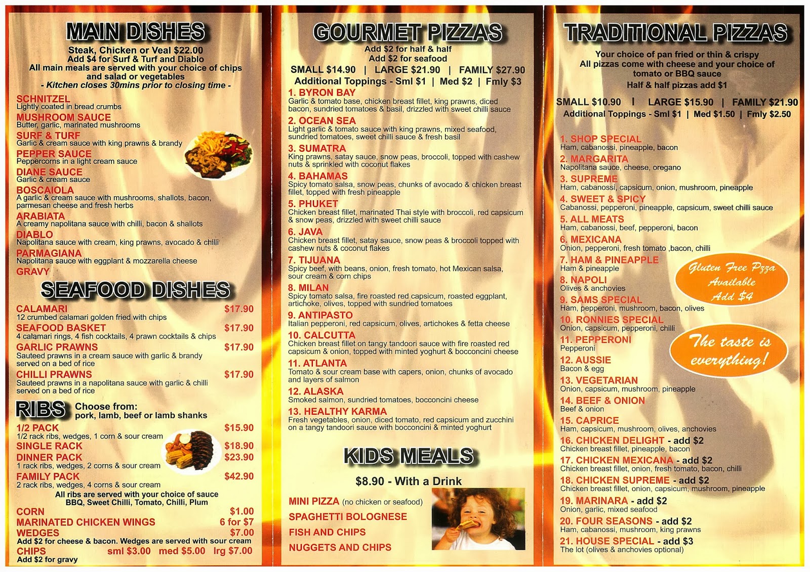 My Local Menu: Ronnie's Pizza Menu