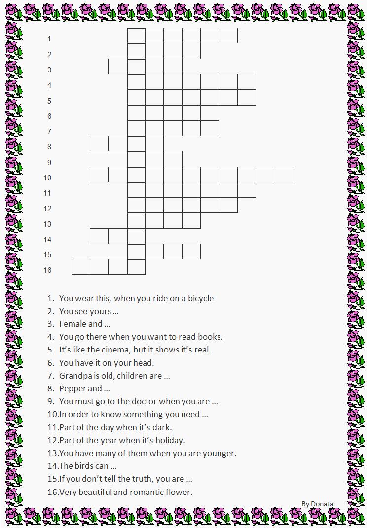 English for students: HEALTHY CROSSWORDS BY 3F