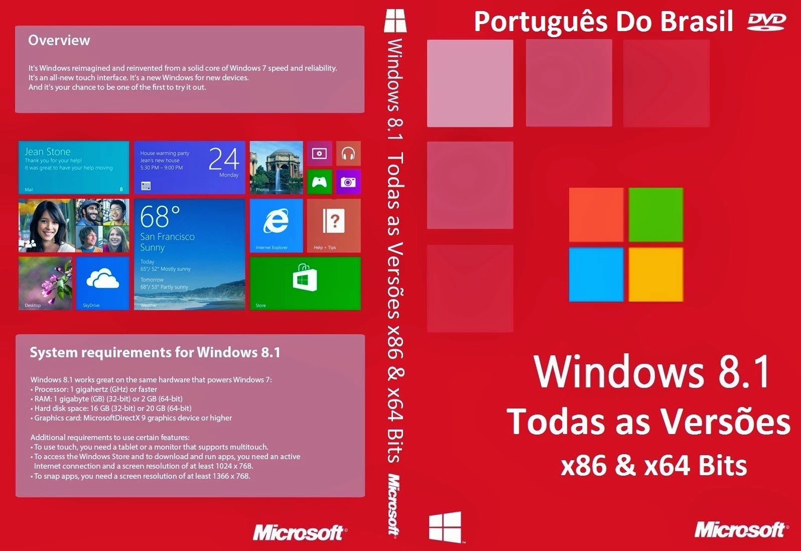 Tecno Hunter: Windows 8.1 x86 e x64 Bits Todas as Versões DVD Full