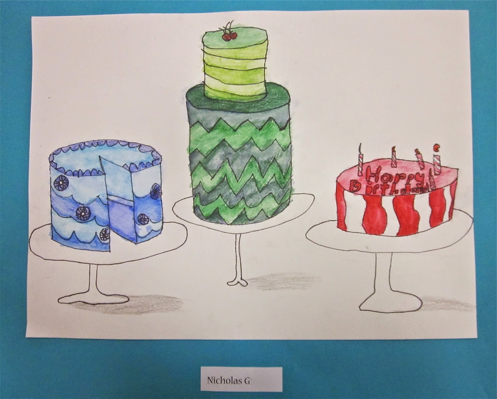 Student Art Gallery: 2014-15 Cake Still Life Paintings