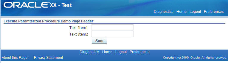 Oracle applications: Execute parameterized PL SQL procedure from OAF page