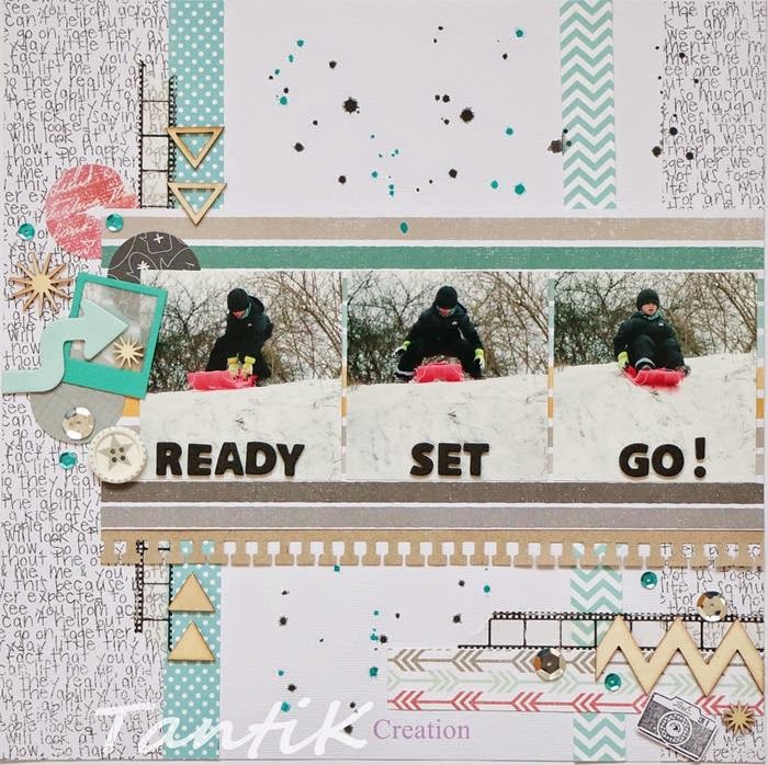 Scrap Our Stash Challenge: "Ready, Set, Go" Layout by DT Tanti