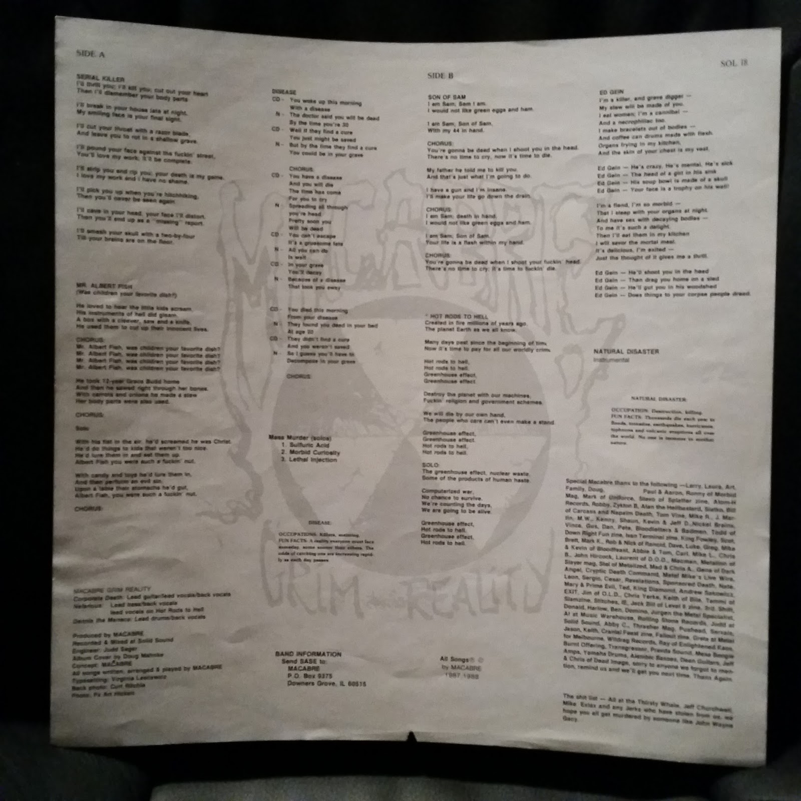 Brown-Sock's Shit Hole: Macabre (USA) - Grim Reality (1987)