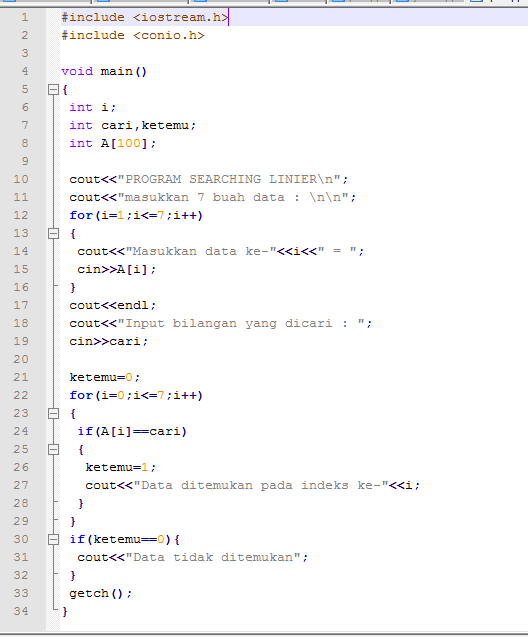 Membuat Program Sequential Search Di C
