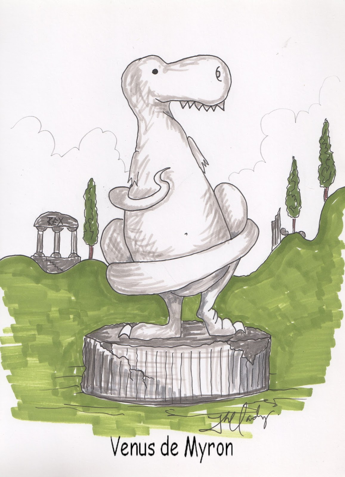 Heaven and Earth: Myron T. Rex cartoons