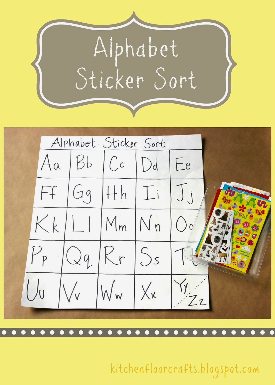 Kitchen Floor Crafts: Alphabet Sticker Sort