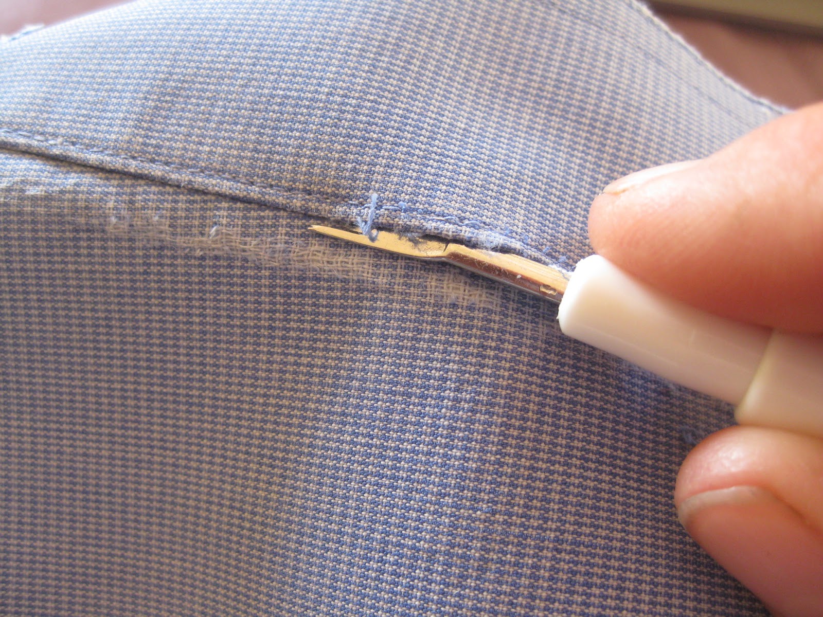 How to turn worn collars on work shirts.