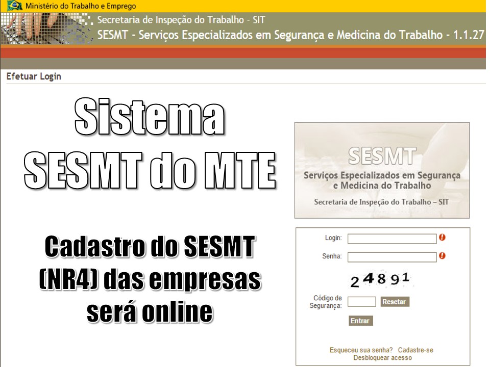 Saúde e Segurança do Trabalho: Registro do SESMT no Ministério do ...