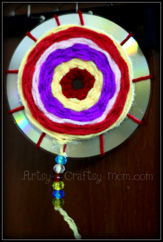 Anand Vidyalaya - Crafting with wool & discarded CDs - Artsy Craftsy Mom