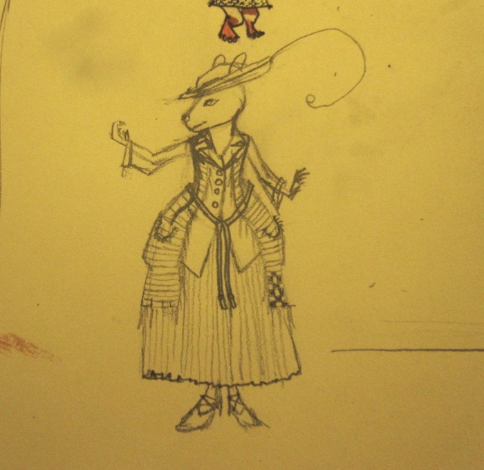 Aleah Klay Studio: 18th Century Spanish lady mouse sketch preview